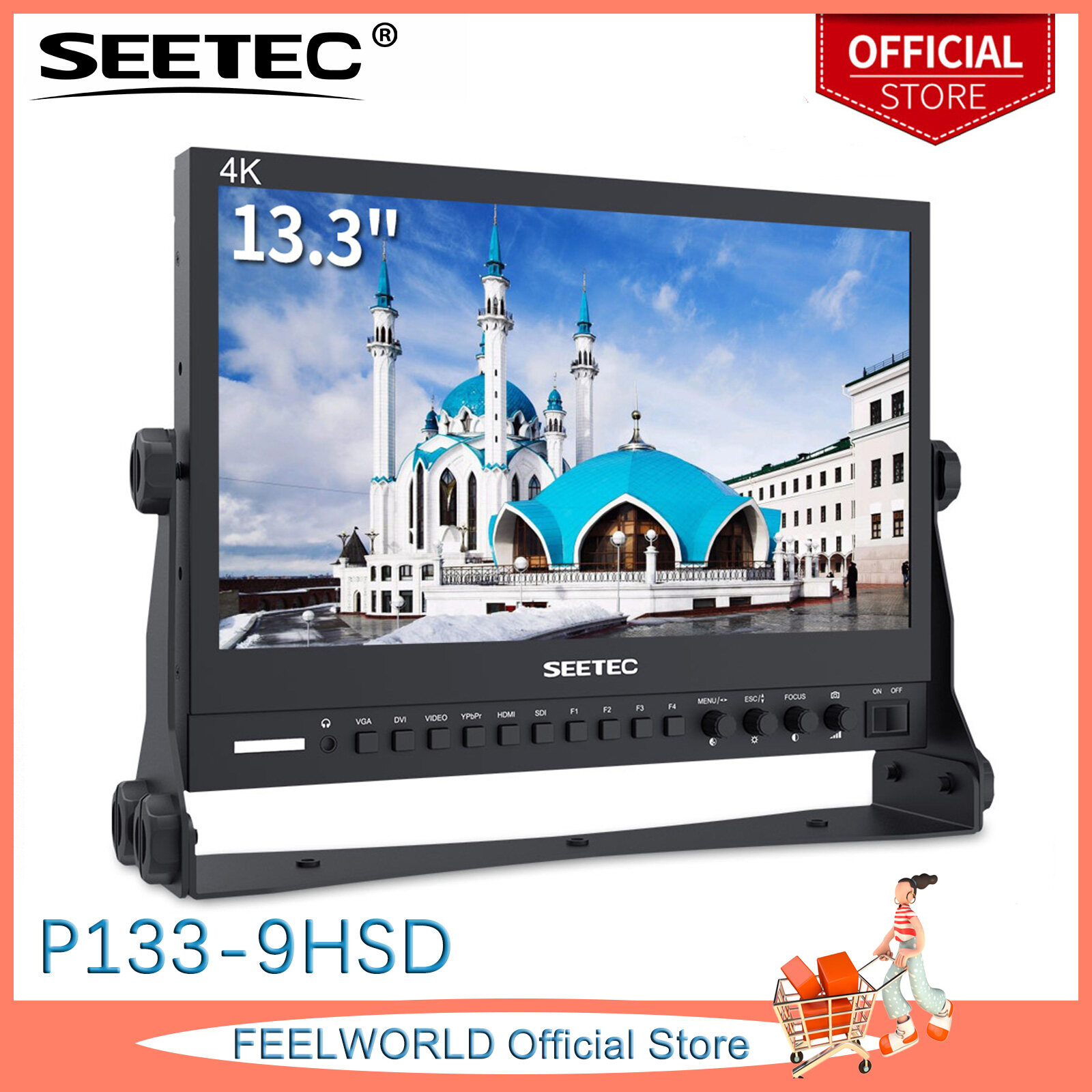 SEETEC P133-9HSD 13.3 Inch Pro SDI Broadcast Monitor Aluminum Design IPS Screen Full HD ...