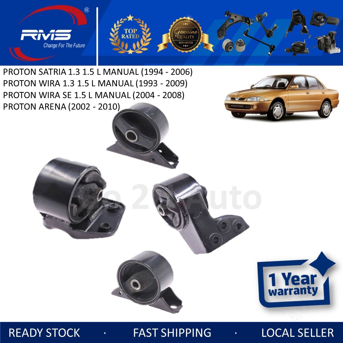 RIMS BRAND ENGINE MOUNTING 1 SET 4PCS -PROTON WIRA 1.3 1.5 MANUAL WIRA SE 1.5 MANUAL SATRIA 1.3 ...