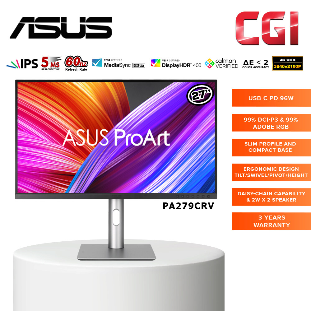 Asus ProArt 27" PA279CRV 4K UHD 60Hz 5ms IPS USB-C Professional Monitor | Lazada
