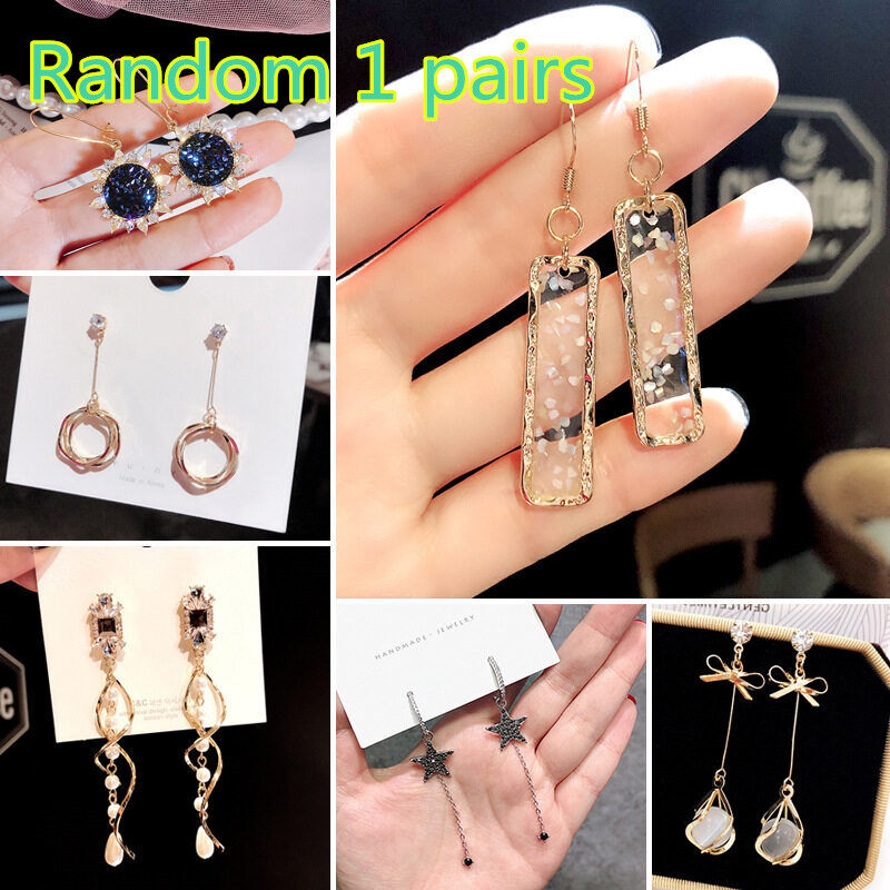 A random pair of new metal stud earrings fashion rhinestone tassel ...