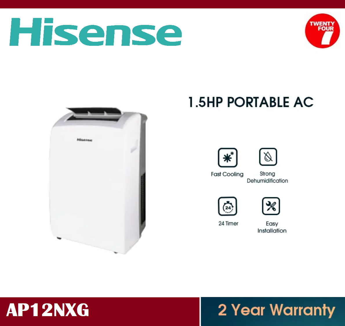 HISENSE 1.5HP Portable Air Conditioner / Aircond / Air Cond R32 移动式空调 ...