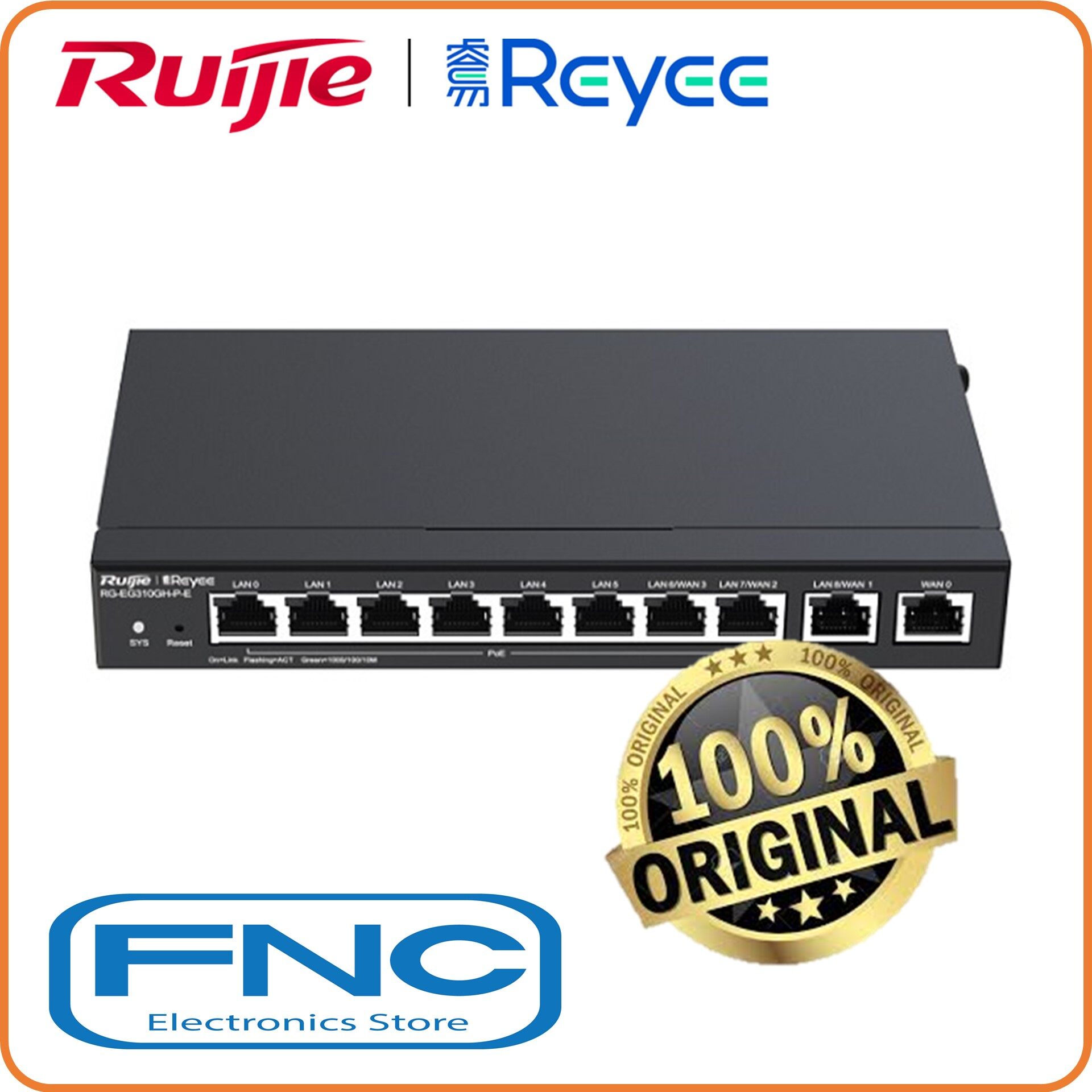 Ruijie Reyee RG-EG310GH-P-E Network 10 Port Full Gigabit Providing One WAN Port With 8 PoE+ Port ...