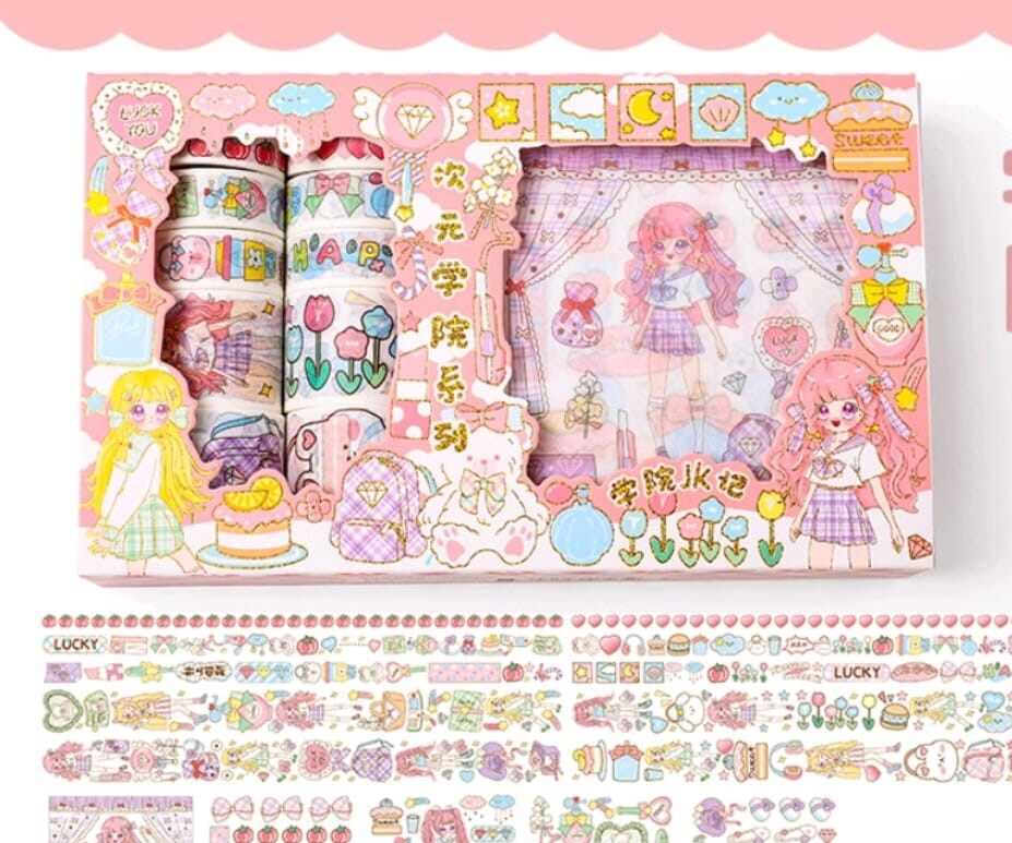 Cute Tape Sticker Set Journal Washi Tape Masking Tape Sticker Gift Box ...