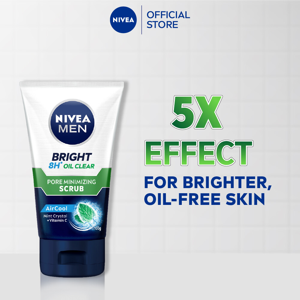 NIVEA MEN Bright 8H Oil Clear Pore Minimising Scrub 100 g / Skin Care ...