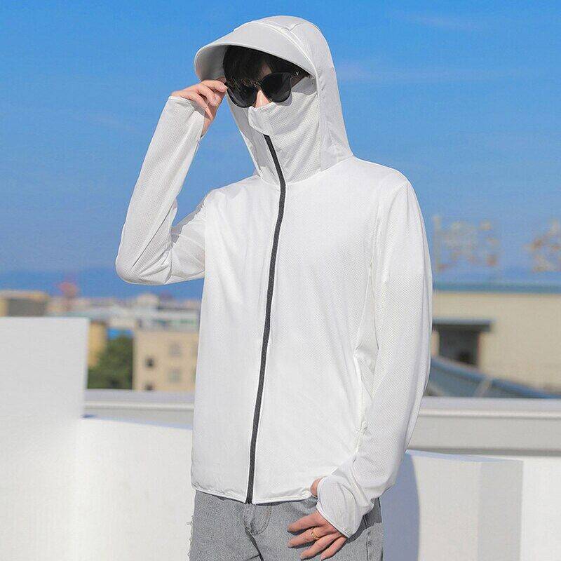 Summer UPF 50 UV Sun Protection Skin Coats Men Ultra-Light Sportswear Hooded Outwear Quick Dry ...
