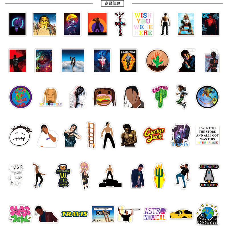 10 30 50pcs pack America Hip hop Pop Singer Travis Scott Lable Stickers ...