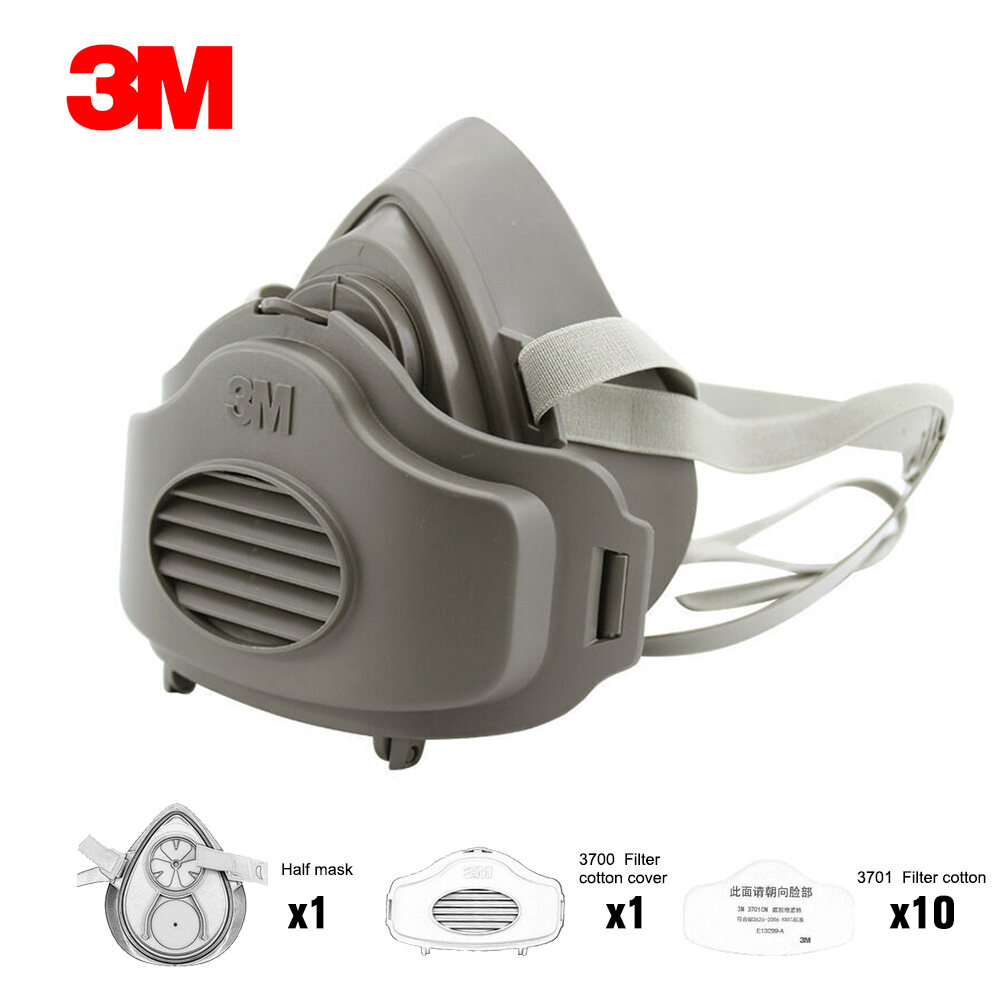 3M 3200 หน้ากากกันฝุ่นช่วยหายใจครึ่งใบหน้าหน้ากากกันฝุ่นป้องกัน ...