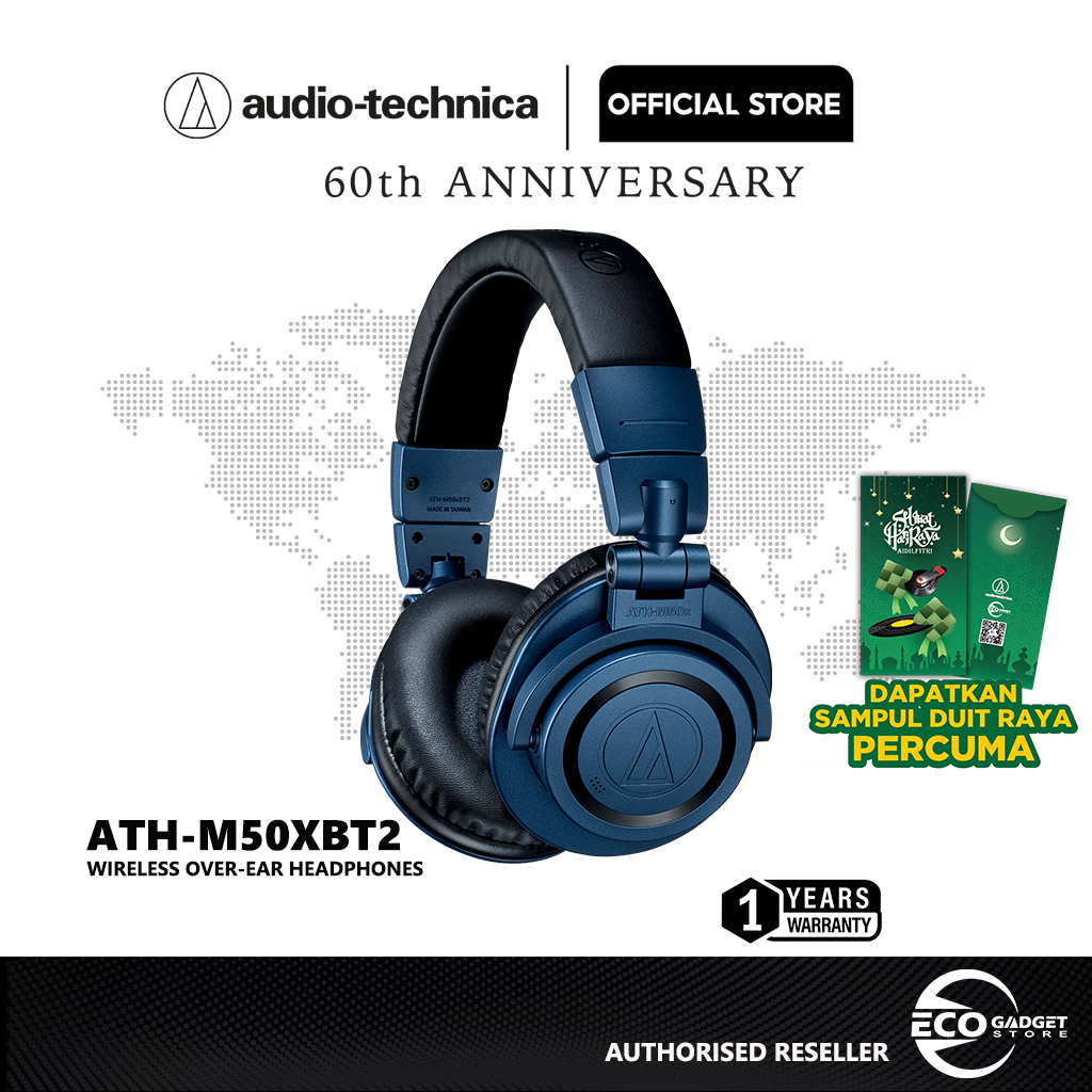 Audio-Technica ATH-M50xBT2 DS LIMITED EDITION Deep Sea Deep Blue Wireless Over-Ear Headphones ...