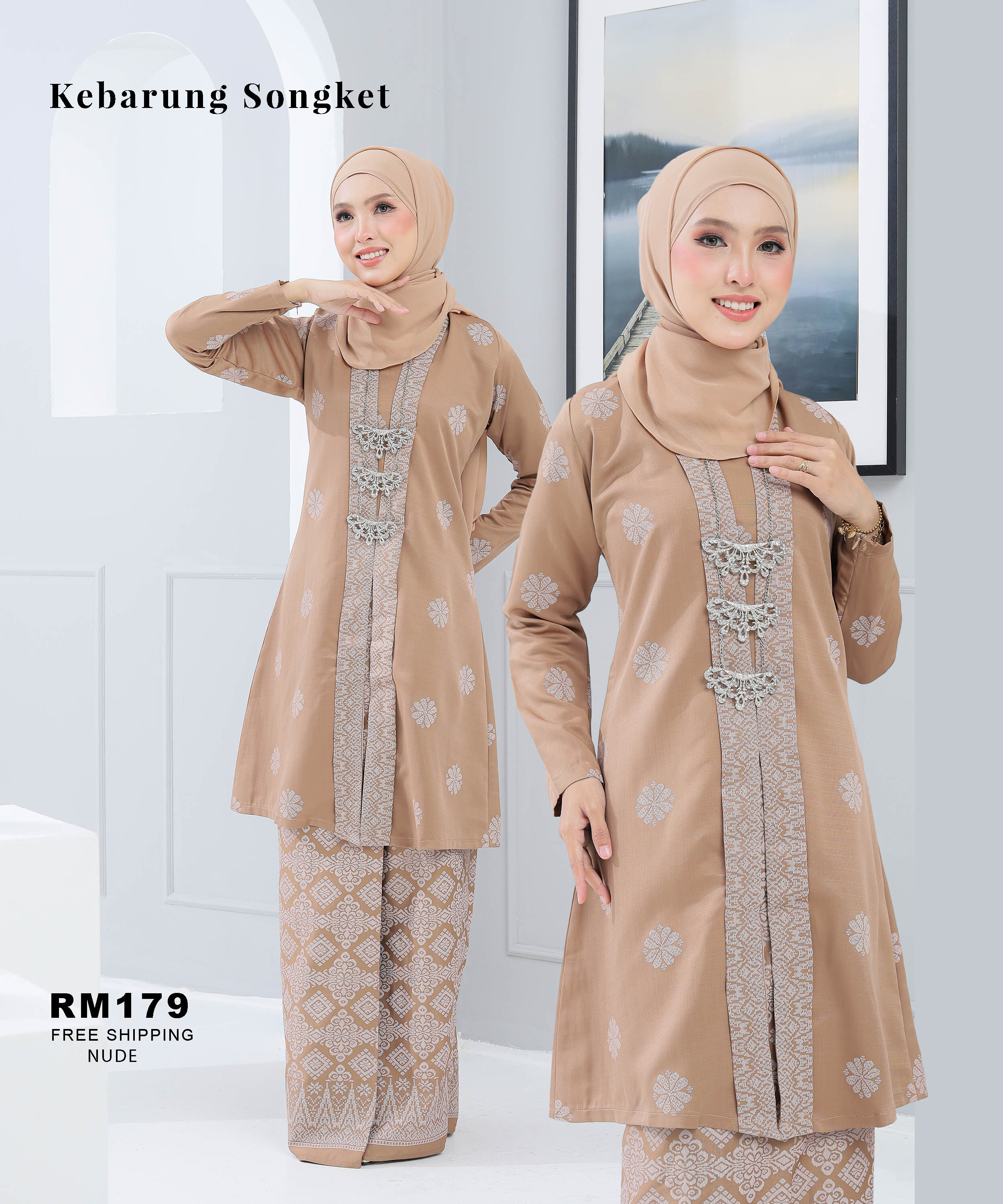 𝐊𝐄𝐁𝐀𝐑𝐔𝐍𝐆 𝐒𝐎𝐍𝐆𝐊𝐄𝐓 𝐓𝐀𝐁𝐔𝐑 / Kebarung Moden / Material SILK SAKURA ...