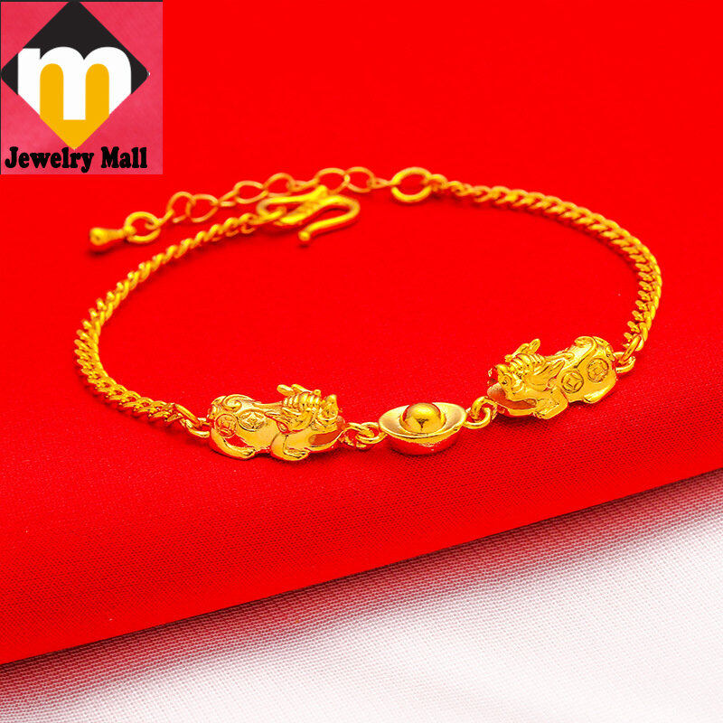 hikaw gold 18k saudi original pawnable Golden Pixiu bracelet for women ...