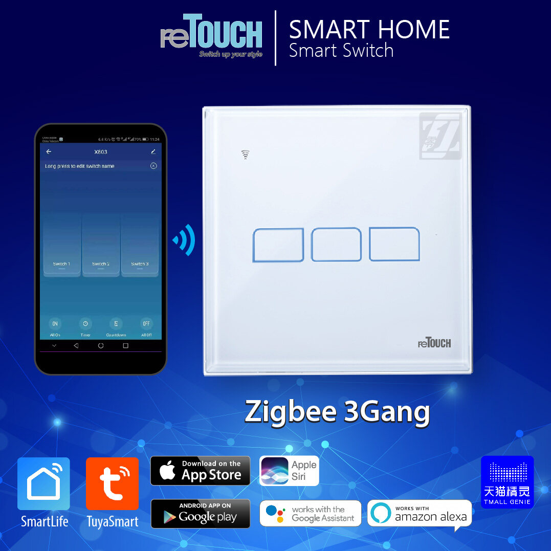 RETOUCH Zigbee Tuya Smart Life Smart Switch White Black Remote Voice ...