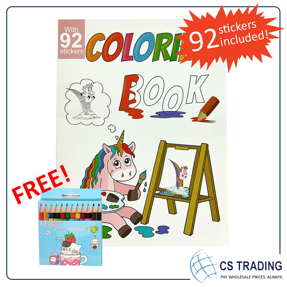 [FREE Color Pencil] Colouring Book + 92 Sticker Kids Coloring Book Buku ...