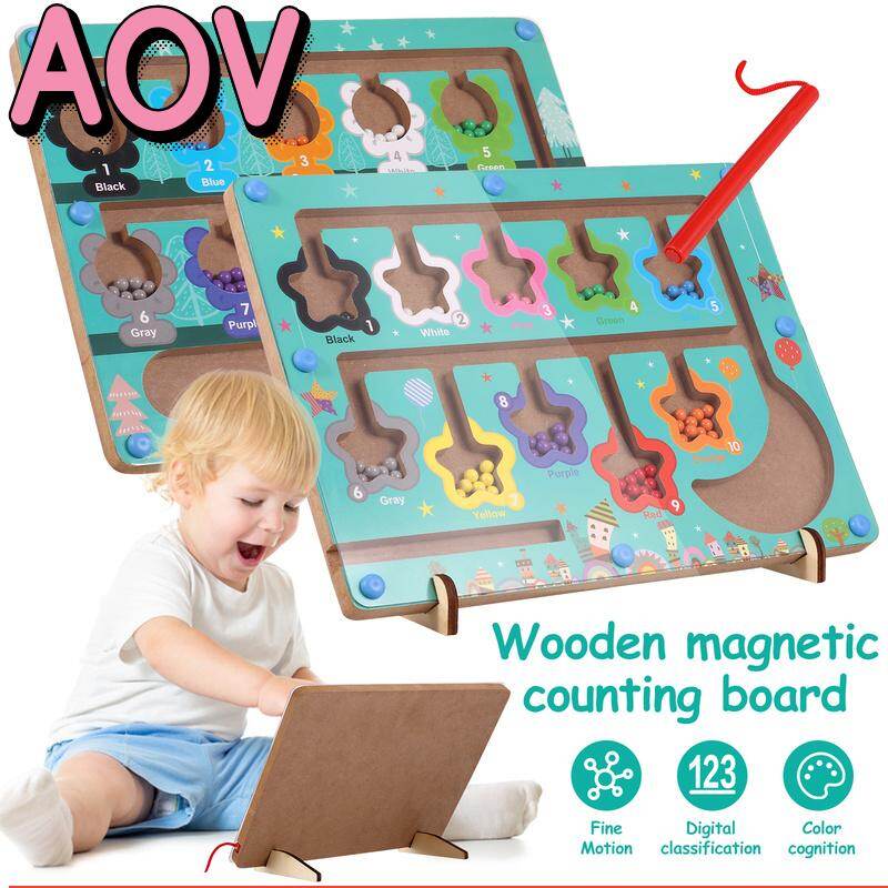 AOV Magnetic Color and Number Maze Toddler Wooden Magnet Board Puzzles ...