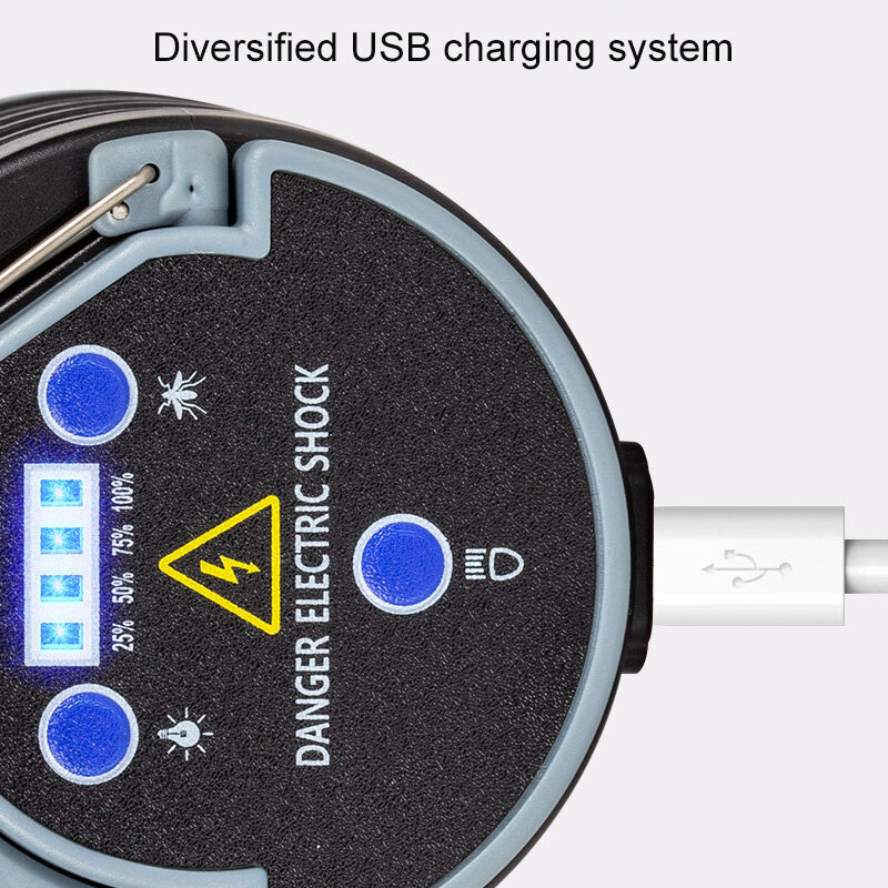 ไฟ LED Shock กำจัดยุงโคมไฟกลางแจ้ง USB แบบชาร์จไฟได้กับดักยุงบ้านที่ ...