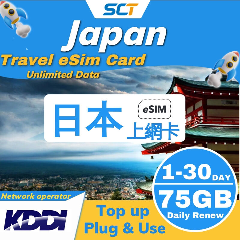 eSim Japan Travel sim Card High speed Unlimited Data【1~30 days】 【 Hotspot】【 TOPUP】【Send QR code ...