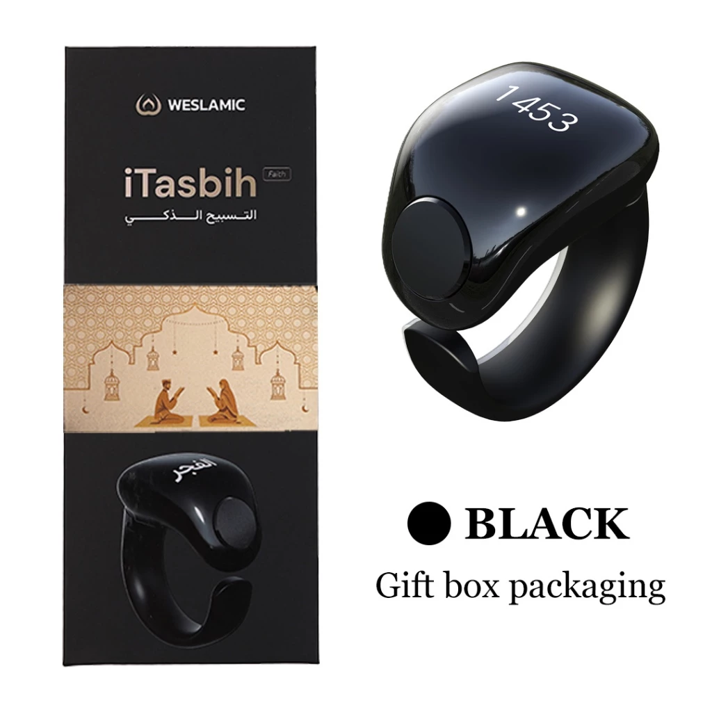 WESLAMIC Smart Tasbih Ring OLED Display Apps Bluetooth Rechargeable ...