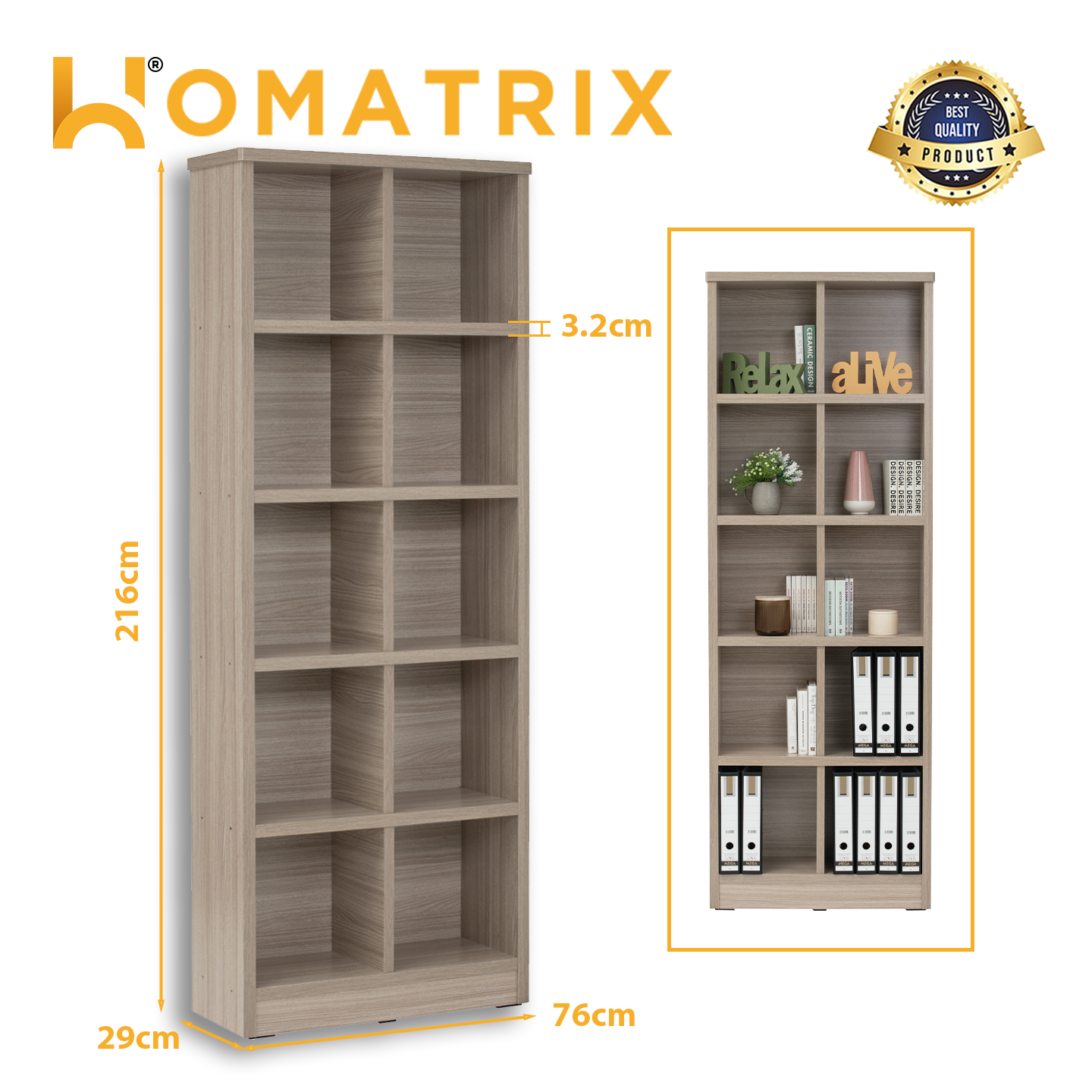 HOMATRIX Wooden Multipurpose Rack Book Shelf Cabinet Display Open ...