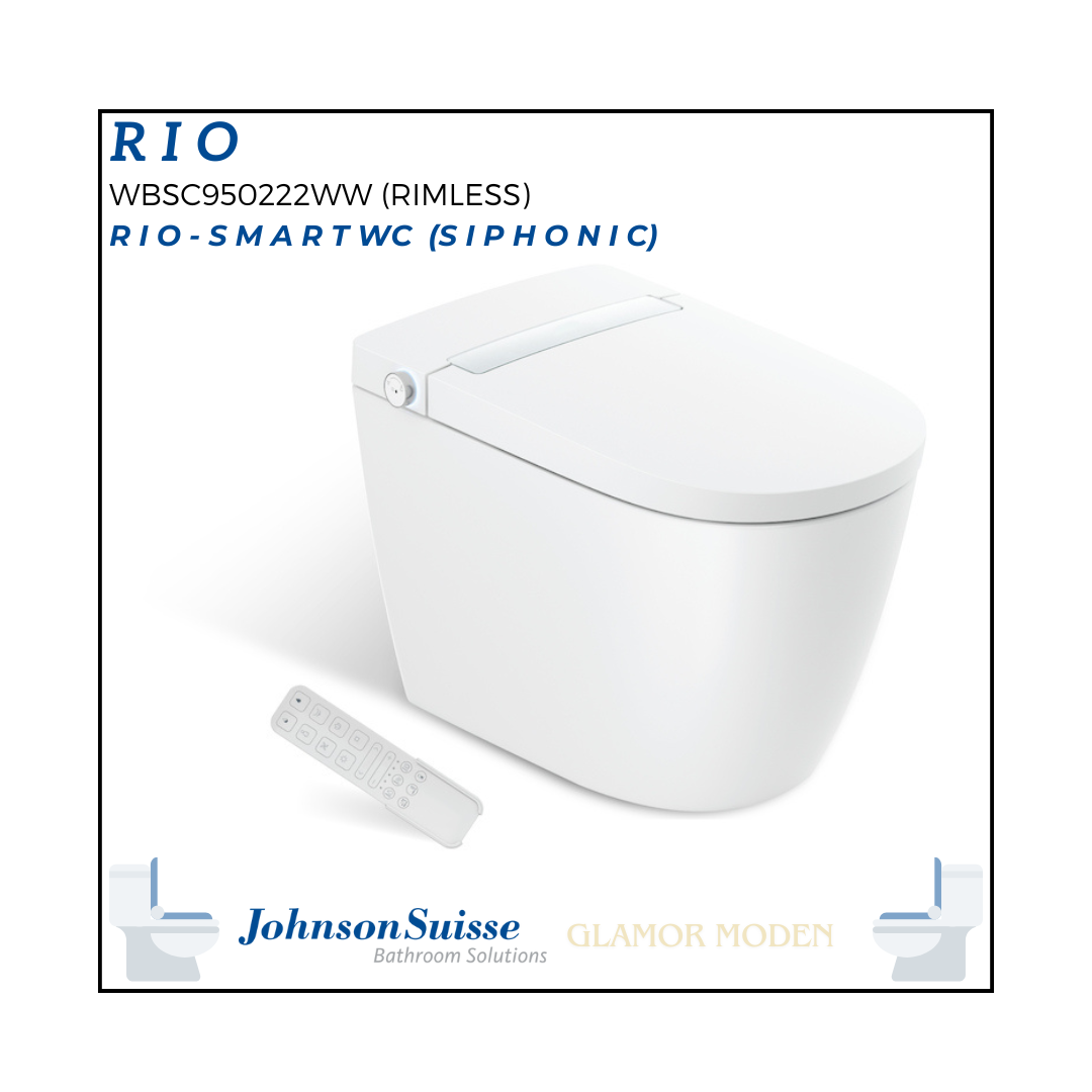 JOHNSON SUISSE RIO RIMLESS SIPHONIC-JET DUAL FLUSH SMART WC ROUGH-IN 305MM COME WITH REMOTE ...