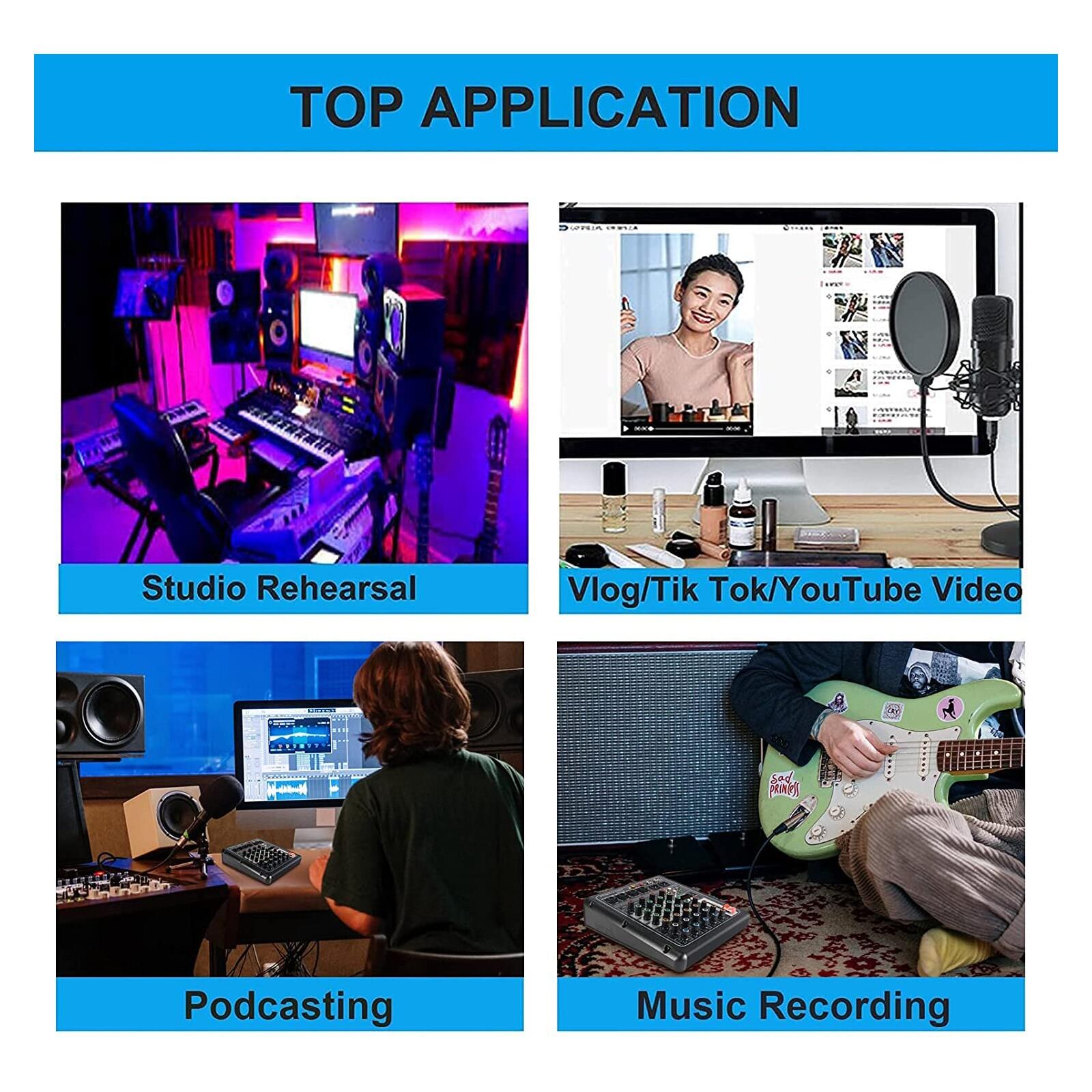 Phenyx Pro Audio Mixer Professional USB Recording Inter Compact 4-Channel Mixing Console พร้อม ...