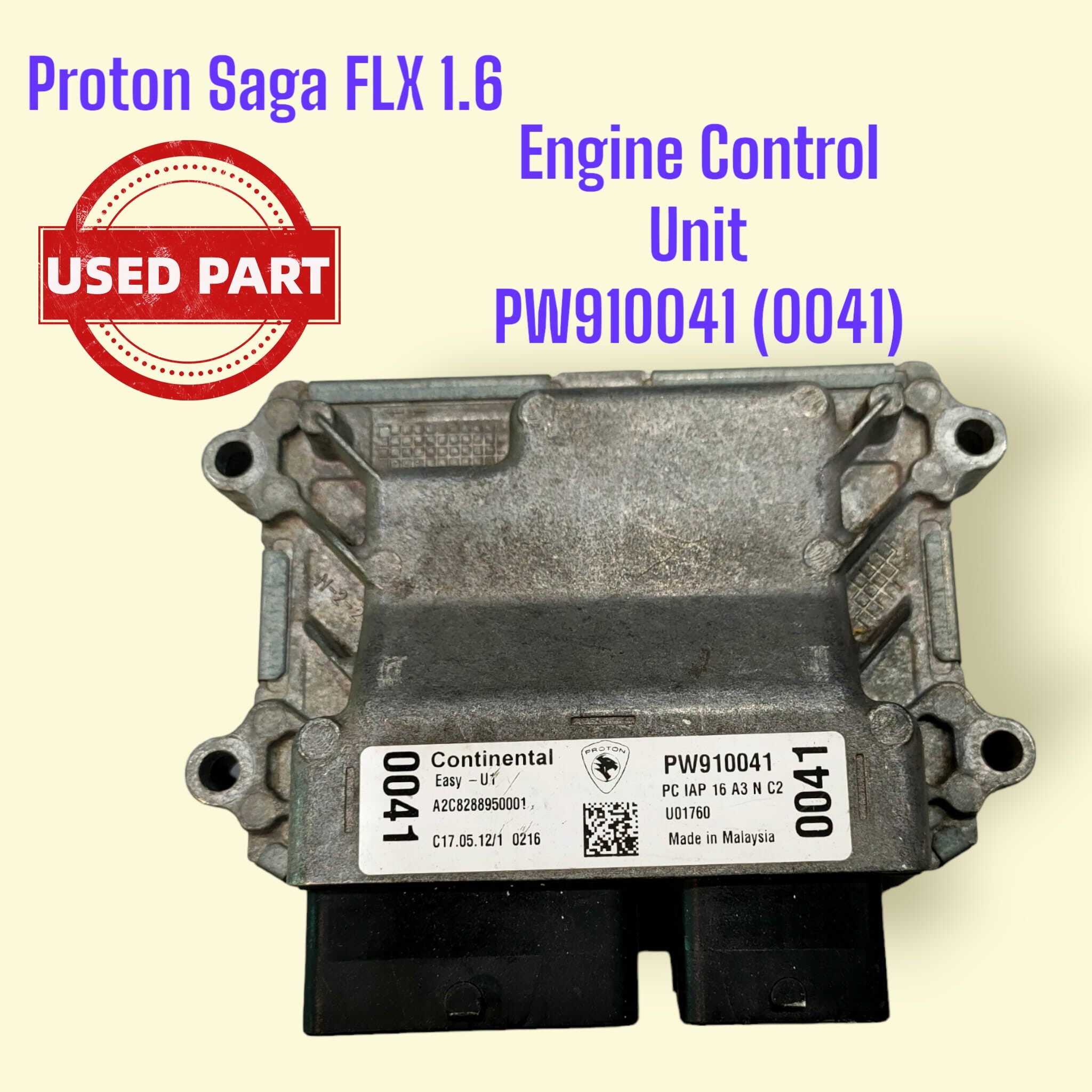 PROTON SAGA FLX 1.6 ENGINE ECU PW910041 (0041) | Lazada