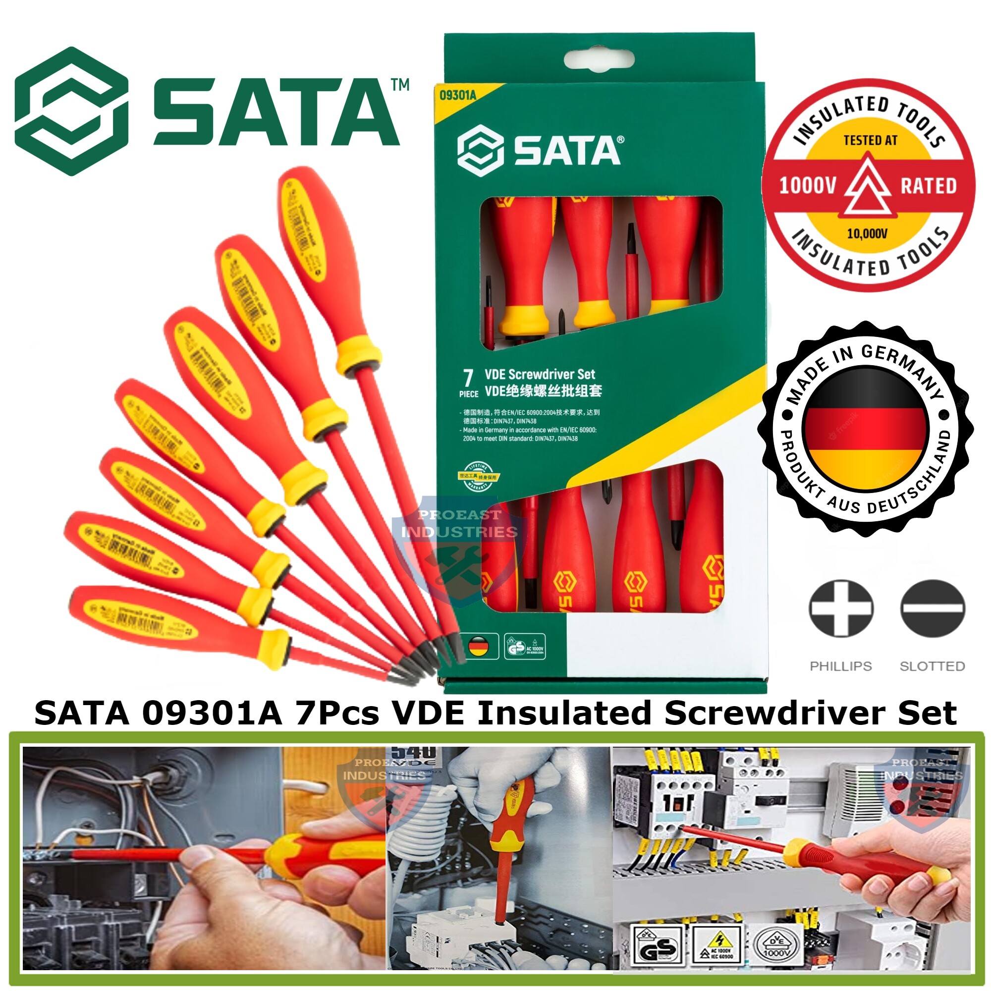 SATA 09301A 7Pcs VDE Insulated Screwdriver Set | Lazada