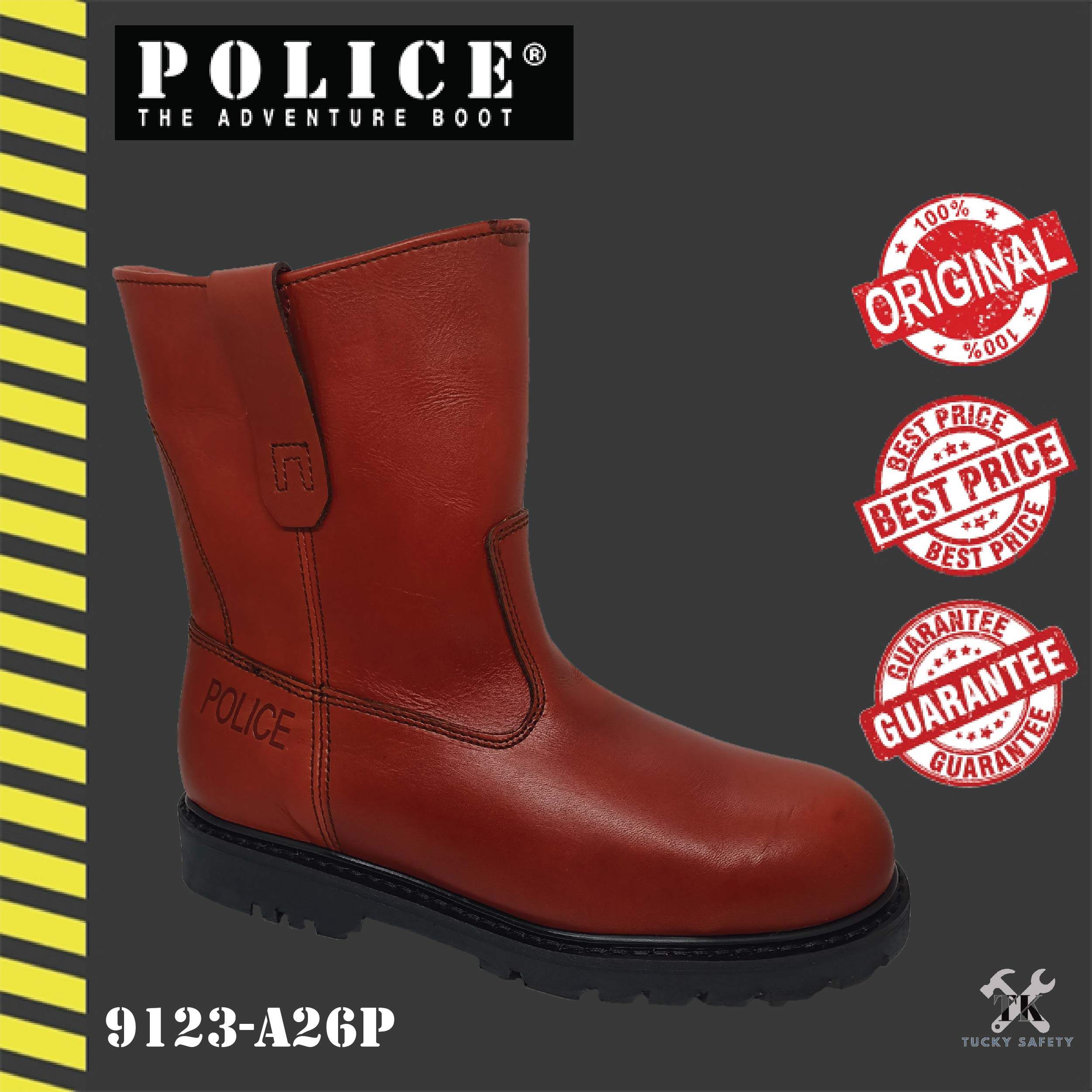 POLICE SAFETY BOOT 9123-A26P [ KULIT TEBAL SAFETY BOOT ] SIRIM APPROVED ...