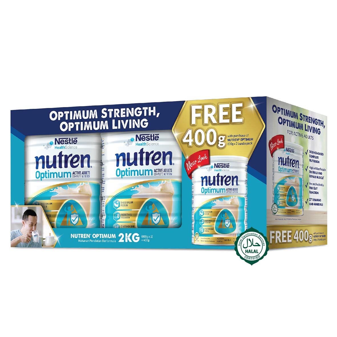 NUTREN OPTIMUM POWDER (800G x 2 FREE 400G X 1) | Lazada
