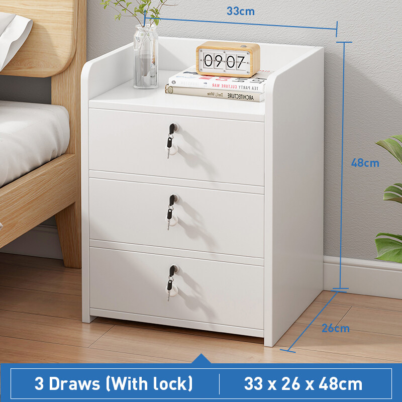 QUANU Bedside Table With Drawer Storage Cabinet Rack Kecil Tepi Katil ...