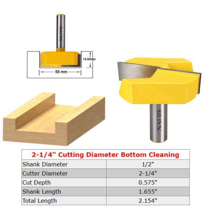 1/2 Inch Shank 2-1/4 Inch Diameter Bottom Cleaning Router Bit ...