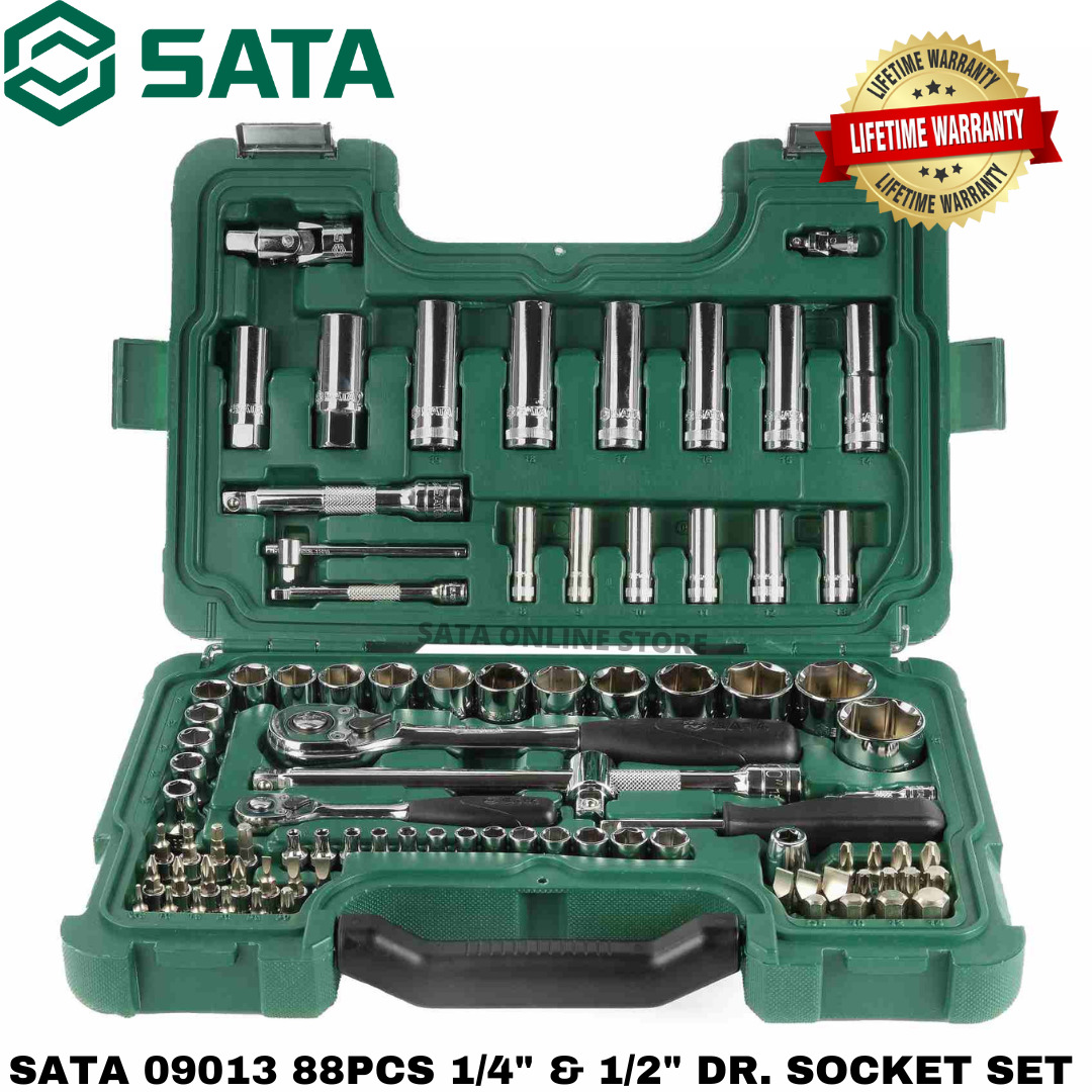 SATA 09013 88PCS 1/4" & 1/2" DR. SOCKET SET / TOOLS SET / TOOL BOX ...