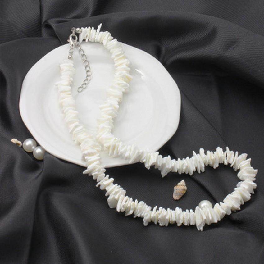 White Hawaiian Chipped Sea Shell Necklace Surfer Choker Shell Necklace ...
