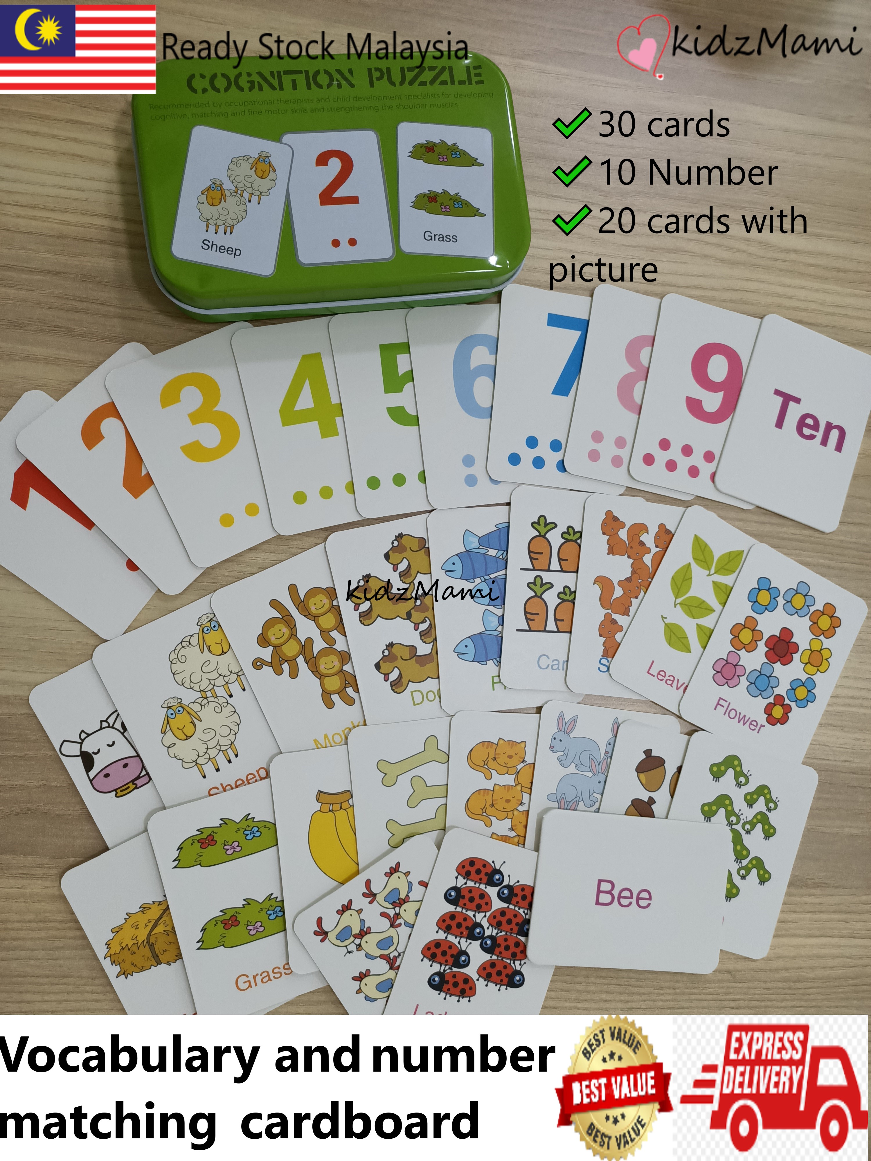 Kid Children Number Counting Cognition Number Matching Word Puzzle ...