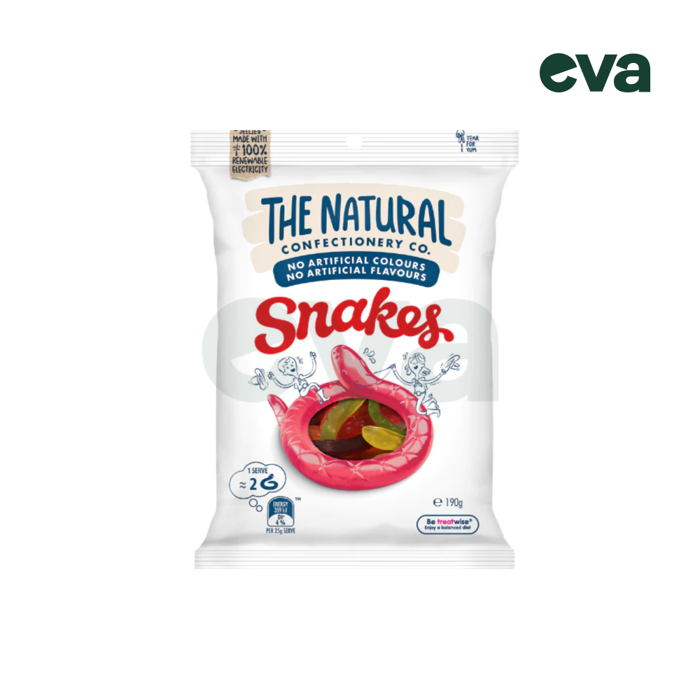 (AUS MADE) THE NATURAL CONFECTIONERY CO SNAKES CANDIES 190G/SOUR ...