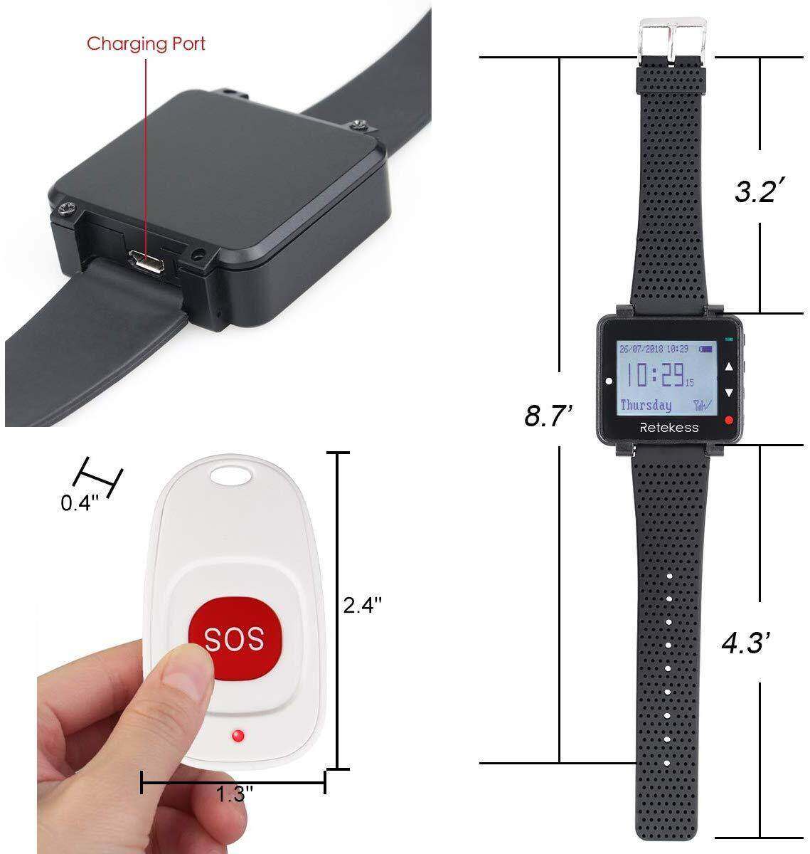Retekess T128 Caregiver Pager Call Buttons System Elderly Patient ...