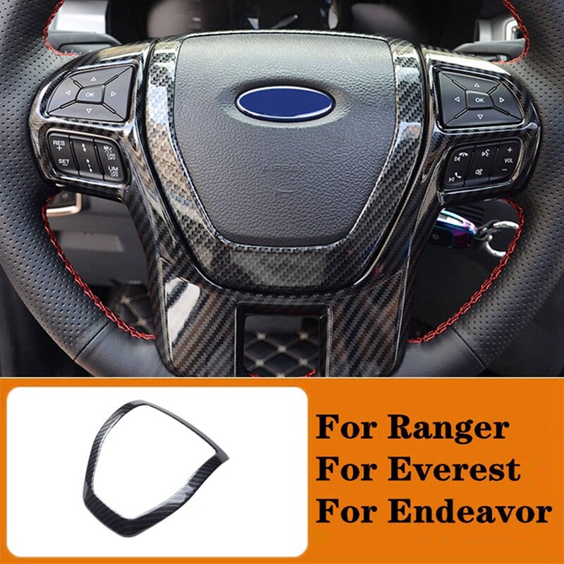 Carbon Fiber Steering Wheel Frame Decorator Horn Cover for Ford Ranger ...