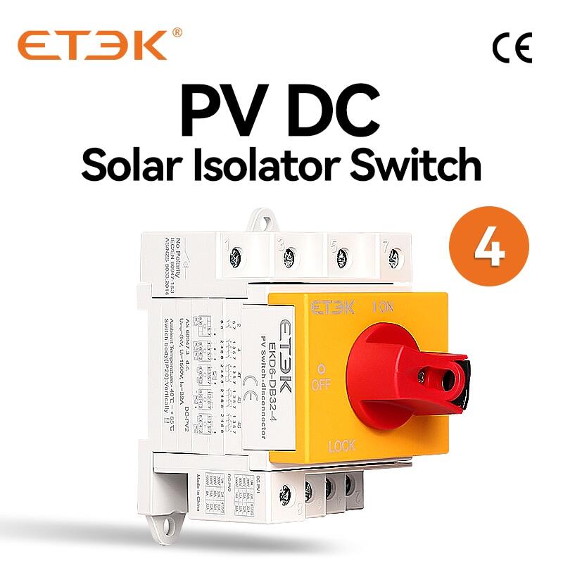 ETEK 4P PV Solar DC Isolator Switch 1000V 32A Din Rail Rotary Switch ...
