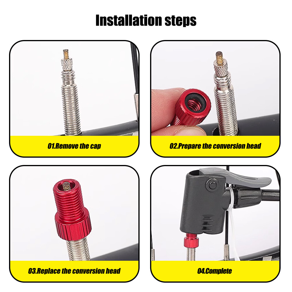 2Pcs Aluminum Alloy Bike Valve Adapter Convert Presta To Schrader Valve ...