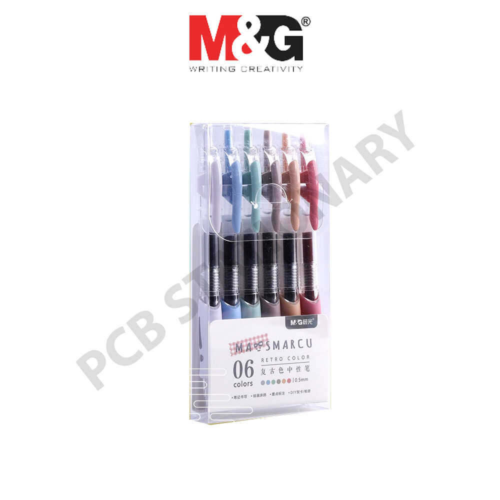 M&G R3 Gel Pen Retro Color Set 6pcs/set (Burgundy, Light Brown, Coffee ...