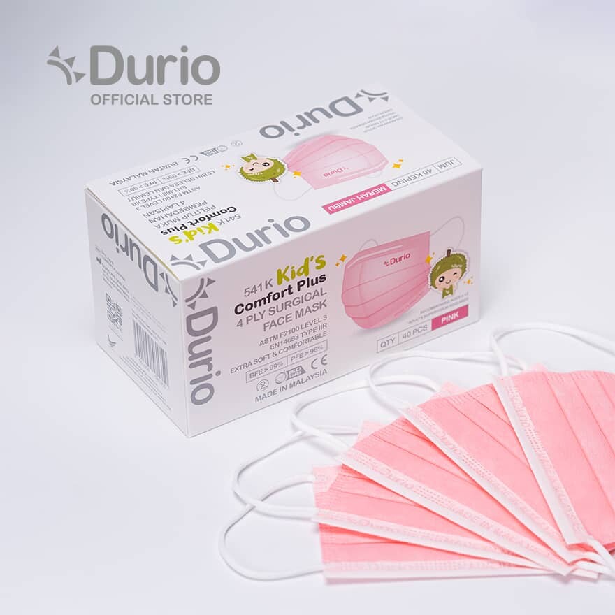 Durio 541K KID's Comfort Plus 4 Ply Surgical Face Mask - 40pcs | Lazada
