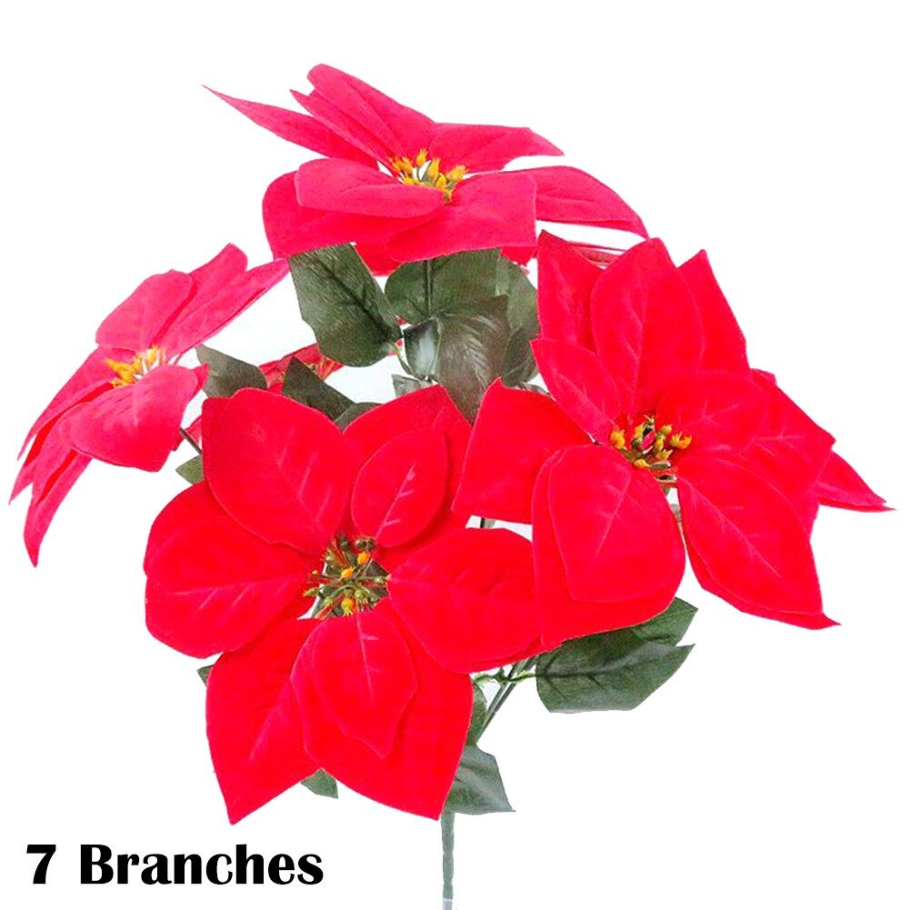 1 Piece Artificial Flower Beautiful Decoration Lifelike Poinsettia Red ...