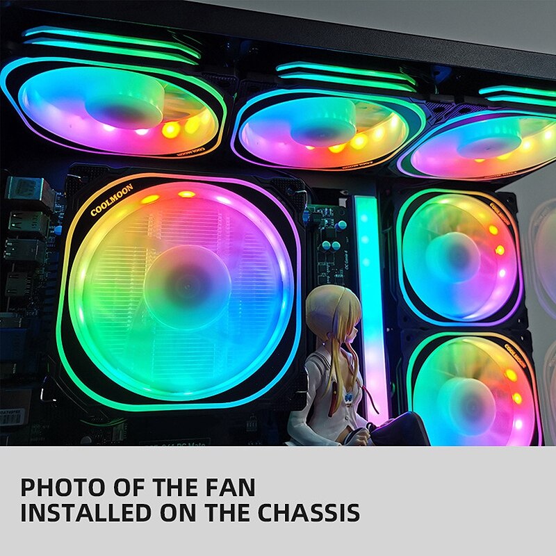 COOLMOON RGB Computer Case Fan, 12cm Multi-Layer Silent Light-Emitting ...