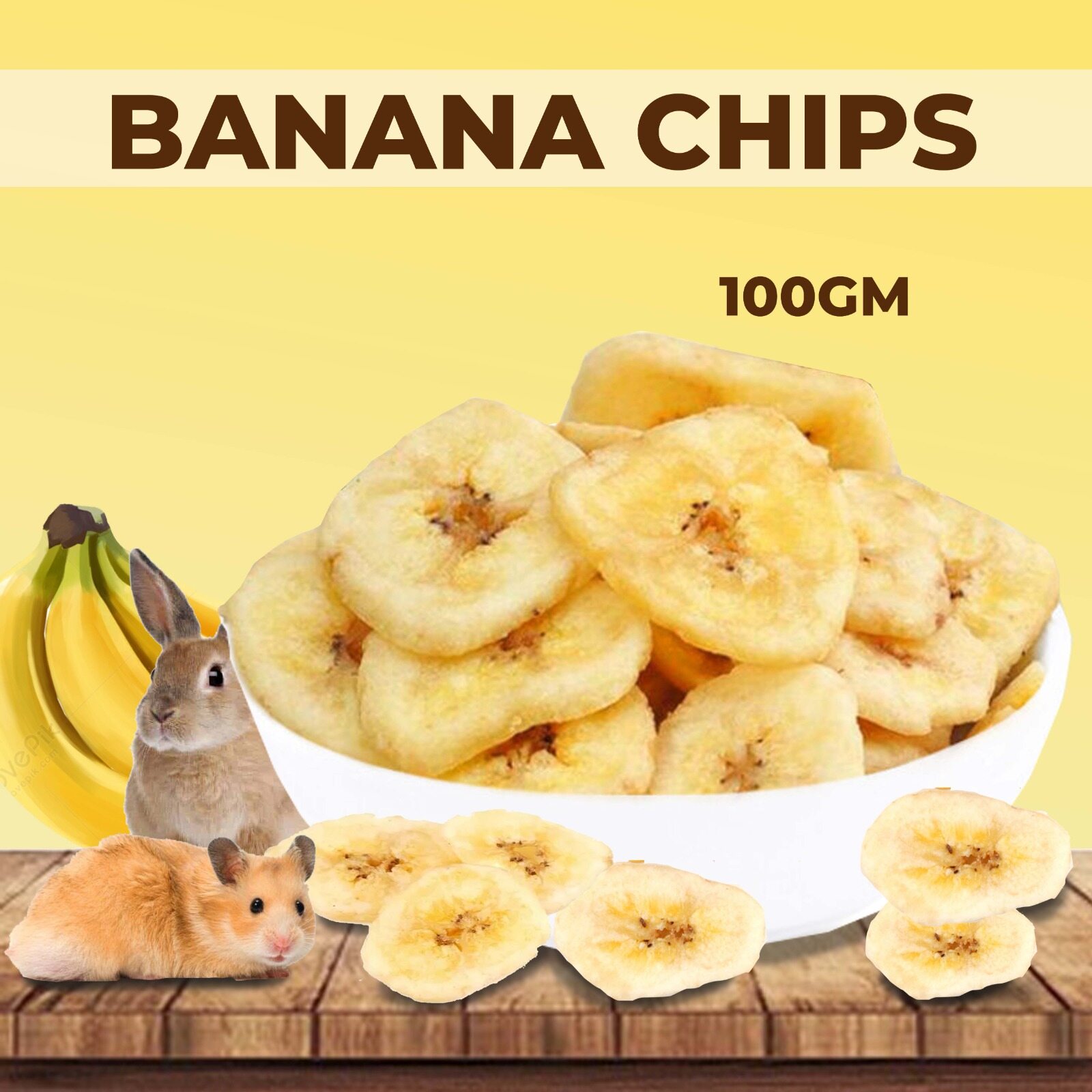 Lady Bird's Hamster Snack Dried Banana Chips Small Animals Treats 100g ...