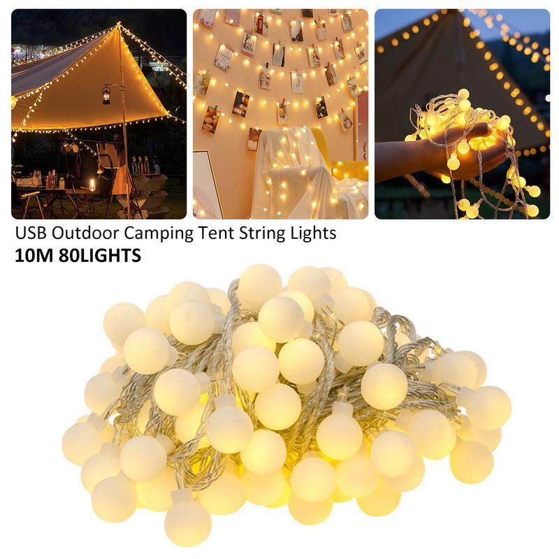 ไฟสตริงกลางแจ้ง33ft LED Globe String Lights With 80 Lamp Beads IP44 ...