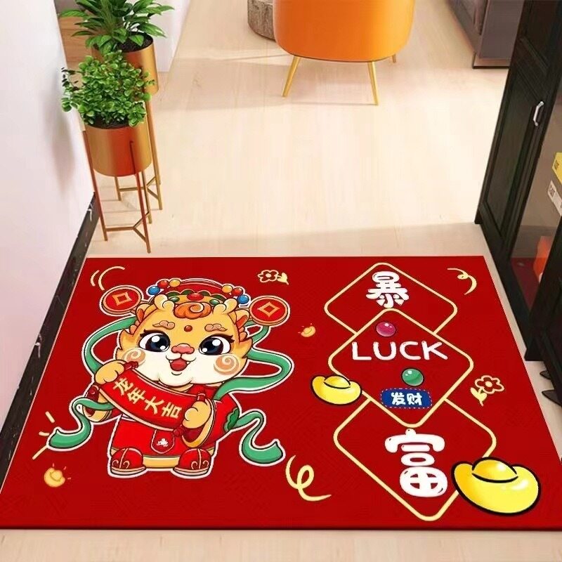 Non-Slip Chinese Style Dragon Entrance Door Crystal Velvet Floor Mat ...