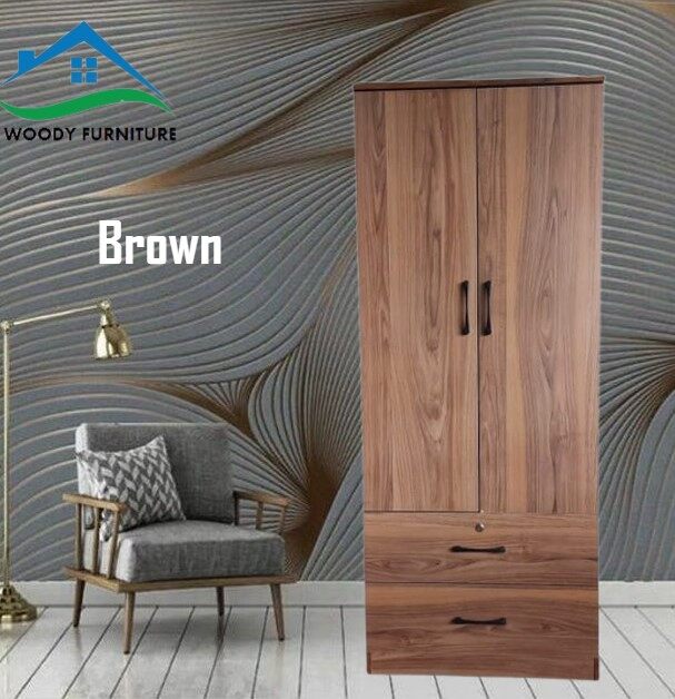 2 Door Wardrobe With 2 Drawer Solid Board / Almari Baju / Almari ...