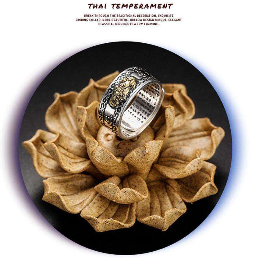Men Pixiu Charms Ring Feng Shui Amulet Wealth Lucky Open Adjustable ...
