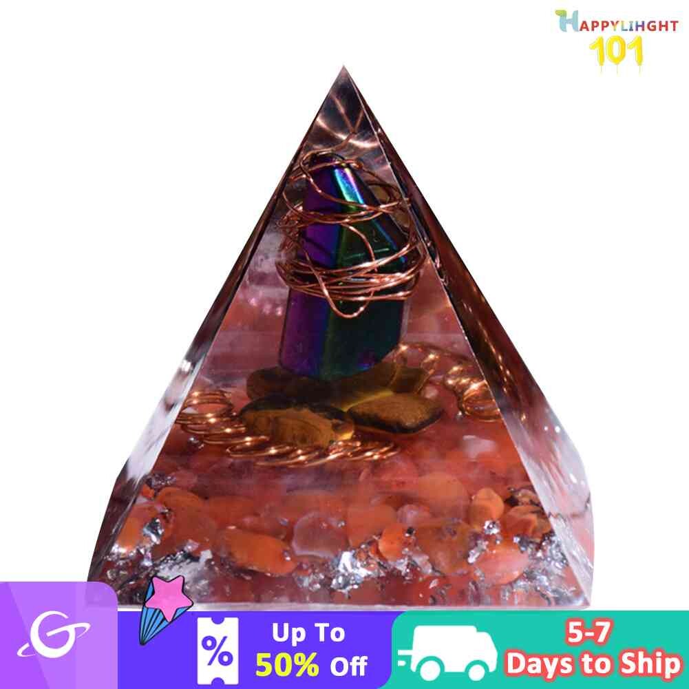 Crystal Orgonite Pyramid Gold Foil Amethyst Healing Energy Collector ...