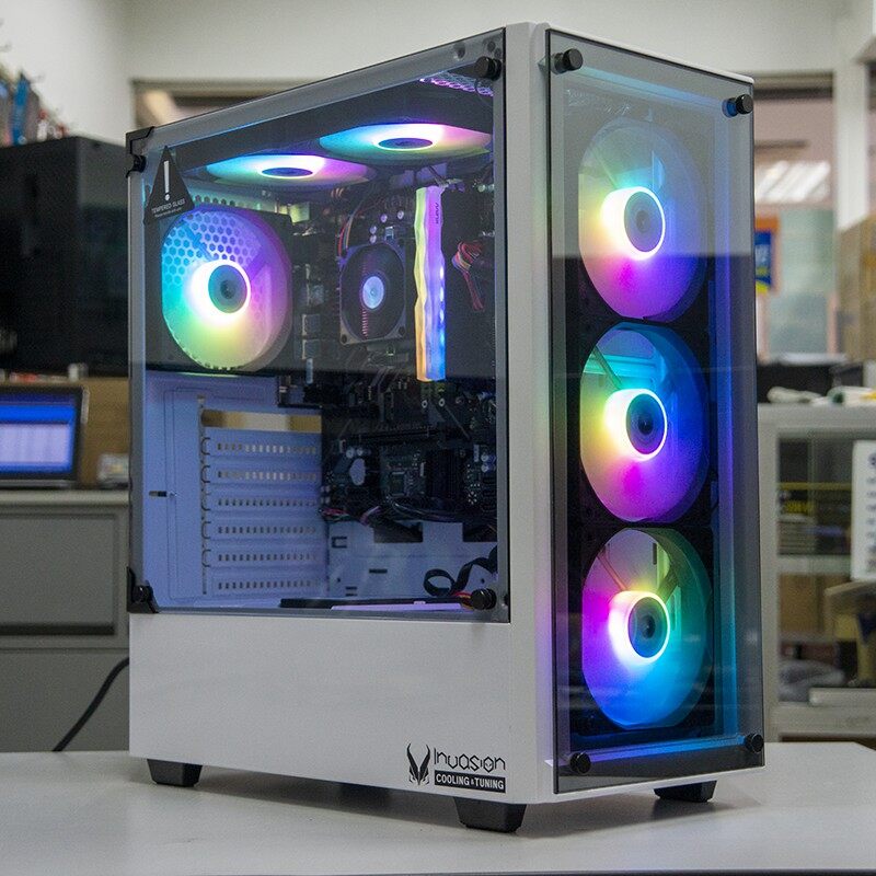 [NEW] INVASION GX-900 WHITE ATX 6 x RGB FAN GAMING CASING | Lazada