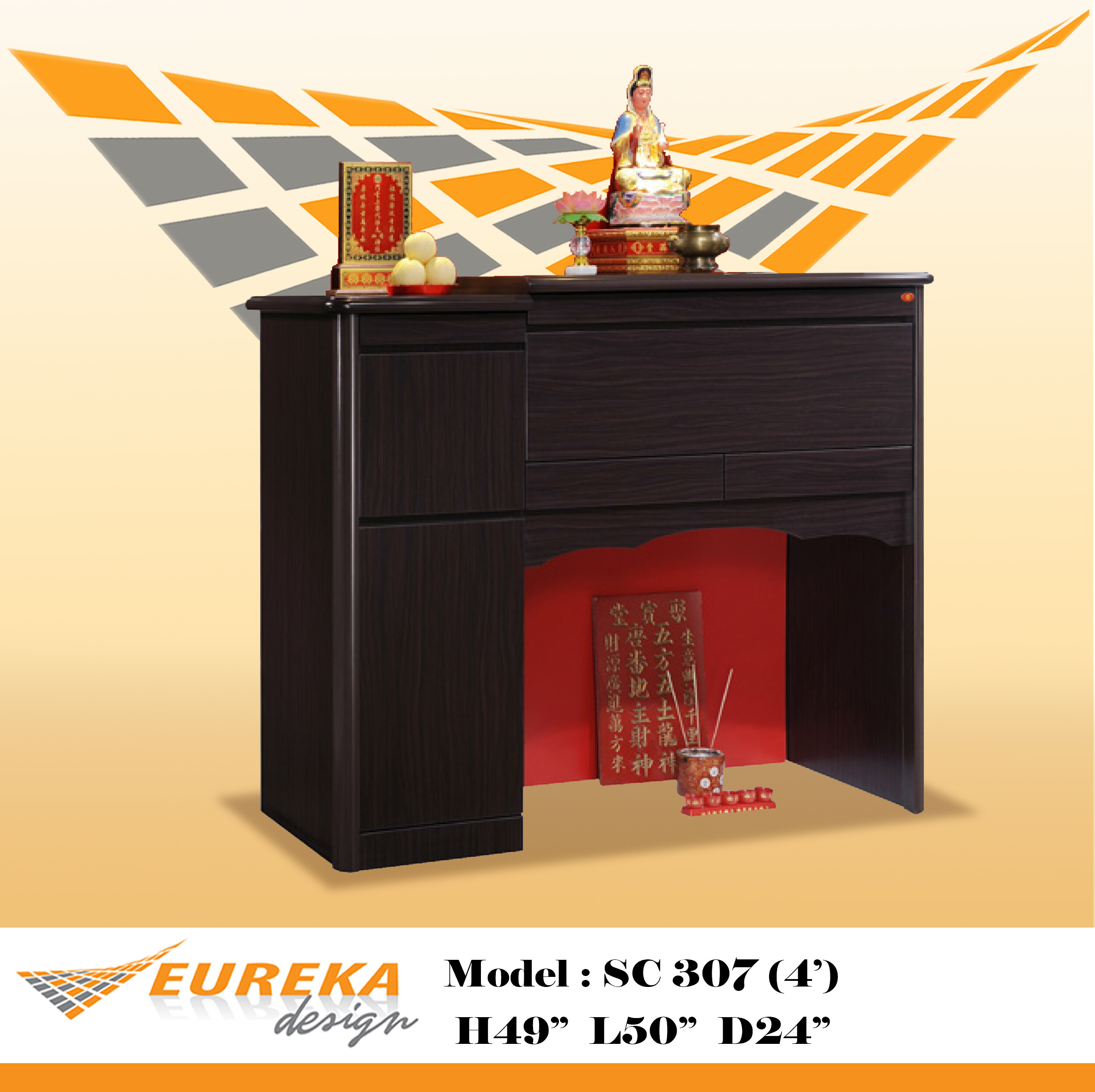 EUREKA 4ft Chinese Feng Shui Prayer Altar Table Wood 505 / 风水神台 ...
