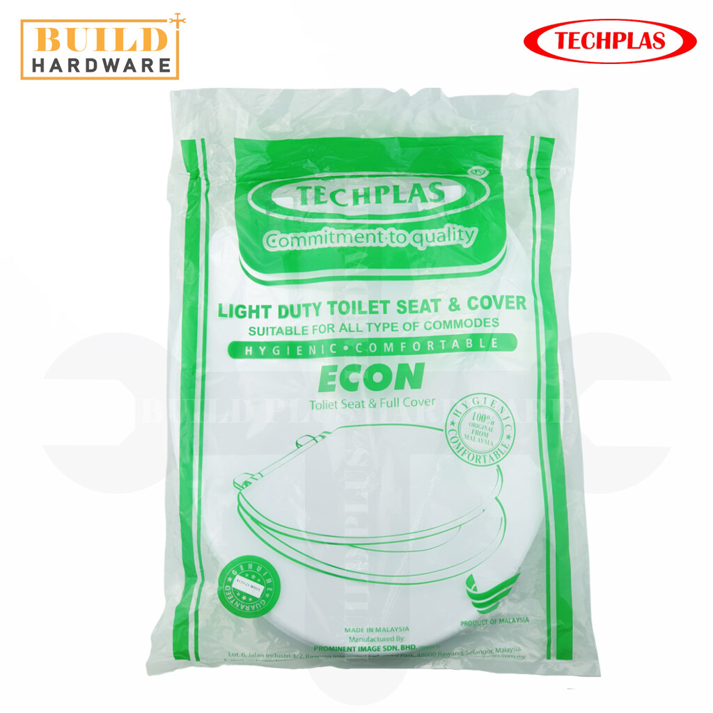 TECHPLAS PVC Double Toilet Seat Full Cover Economy Plastic (White) 4110 ...